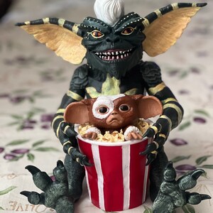 Hand-painted Gremlin Holding Gizmo in Popcorn Bucket Unique Collectible ...