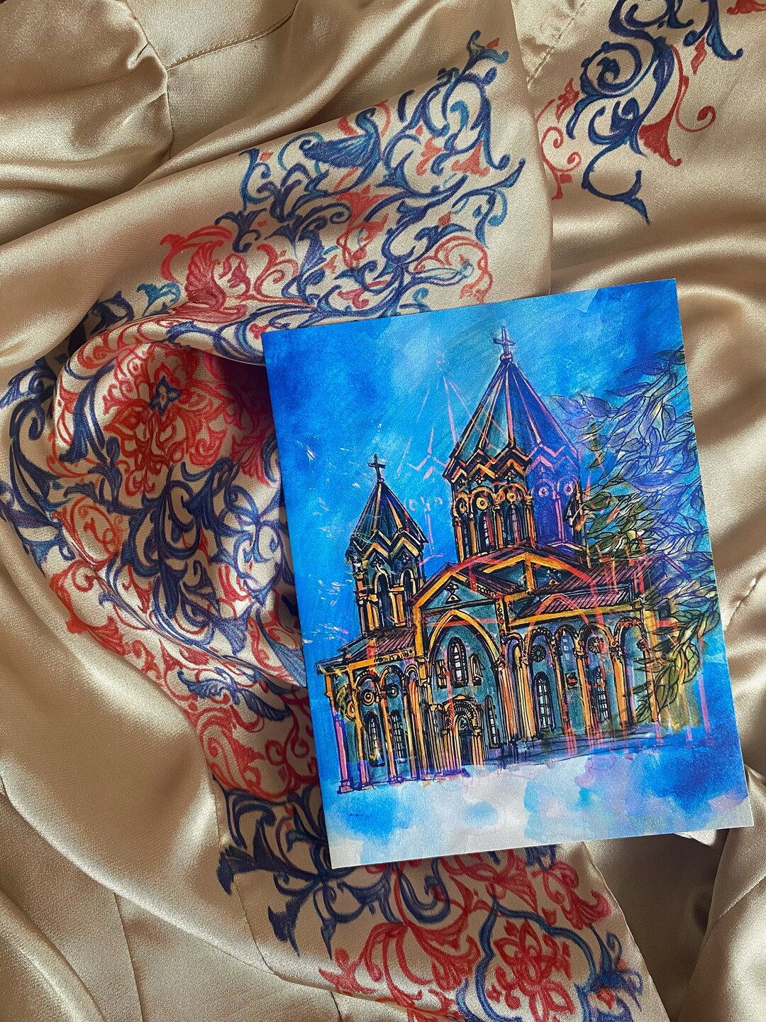 Gyumri Holy Saviour's Church Armenian Postcard Watercolour Art Print - Etsy