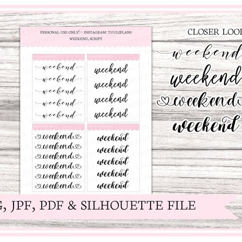 Week Days Planner Stickers Black Brush Days of the Week | Etsy