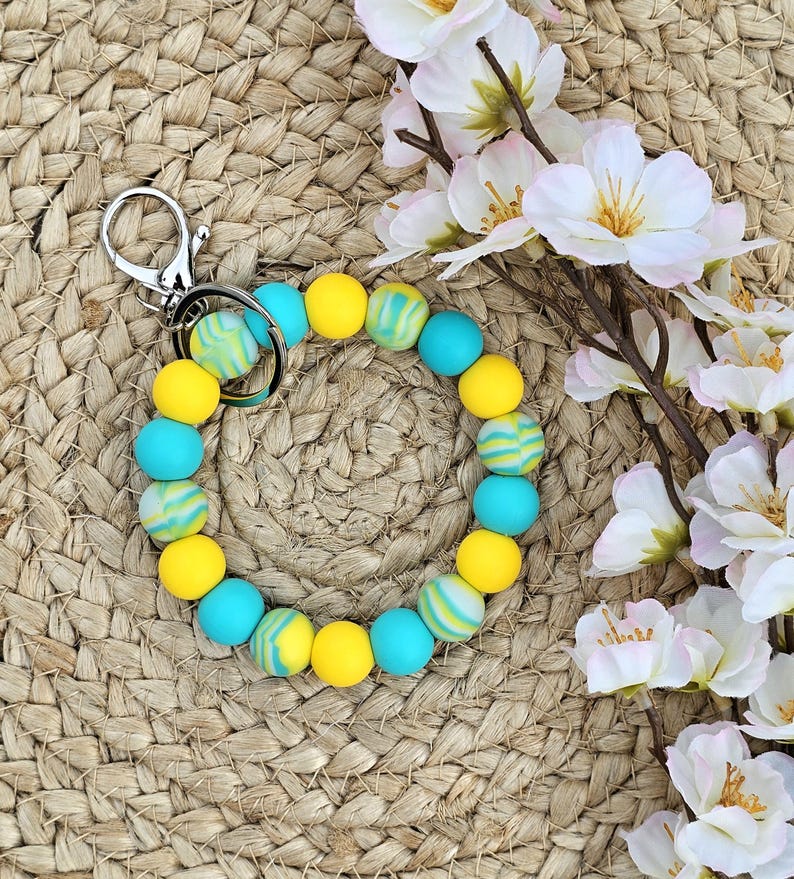 Wristlet/beaded Silicone Key Chain Wristlet - Etsy