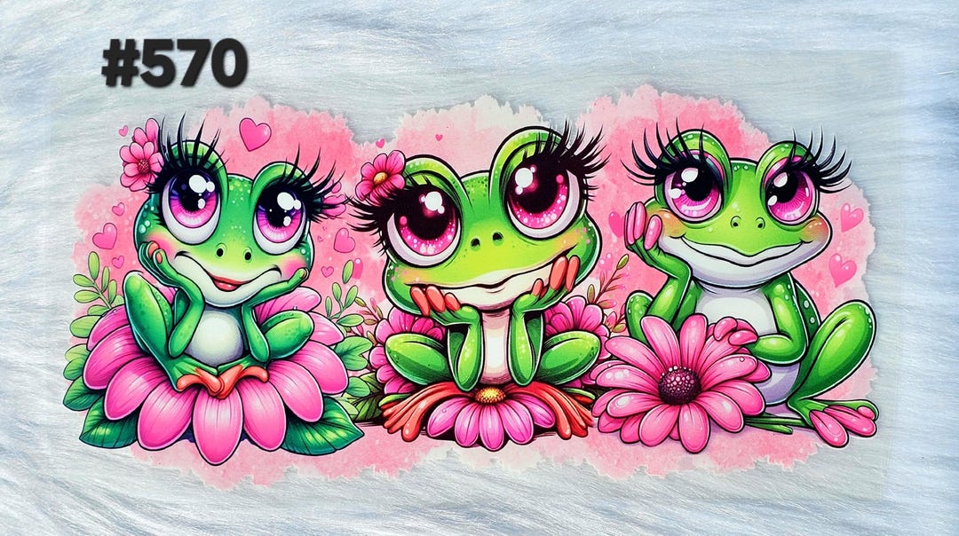 Cute Frogs With Lashes 16 Oz. UV DTF Cup Wrap - #570 - Etsy