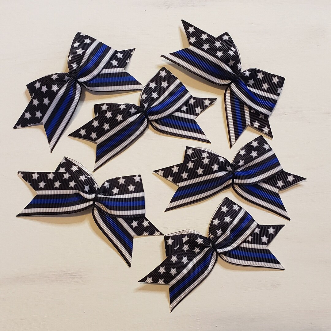 Law Enforcement Bow/thin Blue Line Bow/ Freshy Bow/craft Bow/2 Inch - Etsy