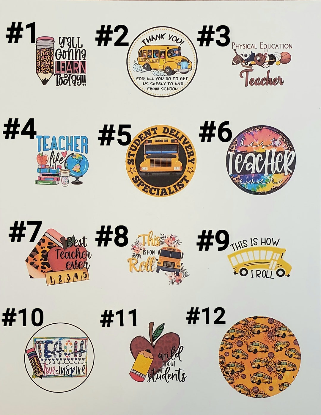 Teacher/school Bus Car Freshie Round Cardstock Cutouts - Etsy