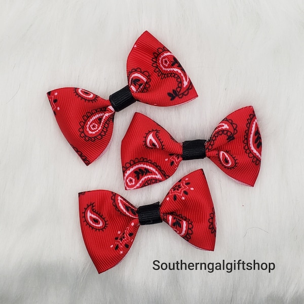 Red Bandana Bows - Etsy