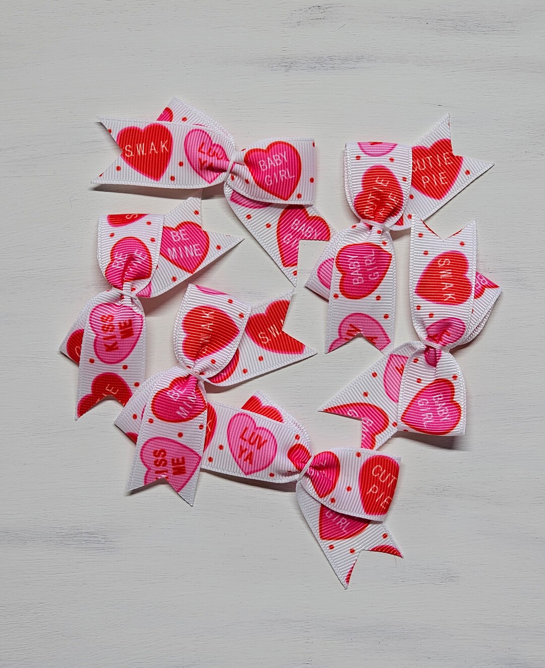 Hearts With Words Bows/valentine Bows/car Freshy Bows/2 Inch Bows - Etsy