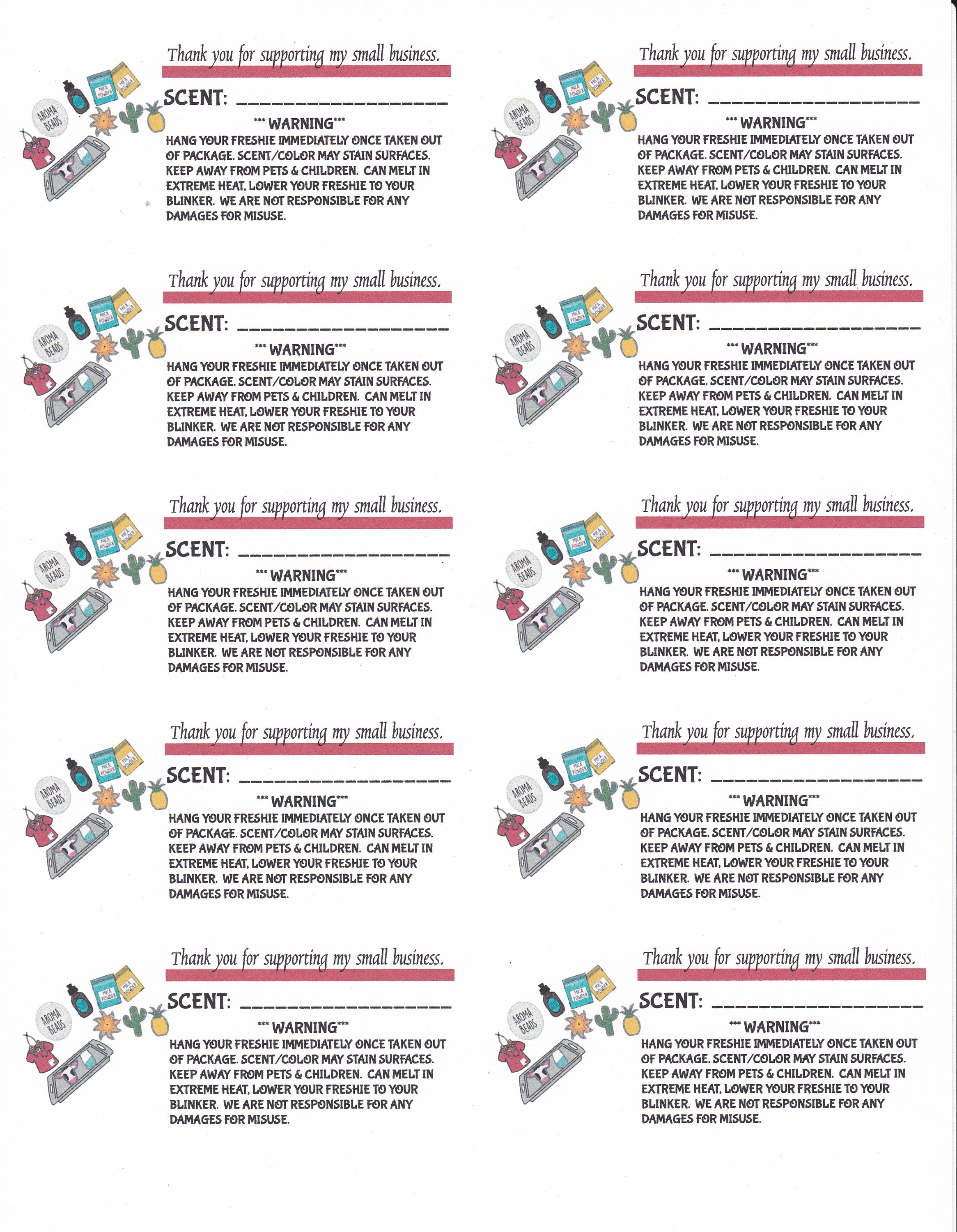 Warning Scent Labels for Car Freshies - Etsy