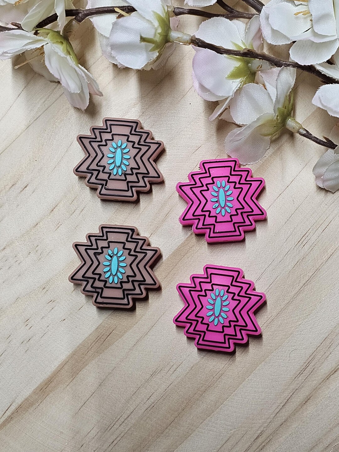 Aztec Shape Silicone Focal Beads Hot Pink/brown - Etsy
