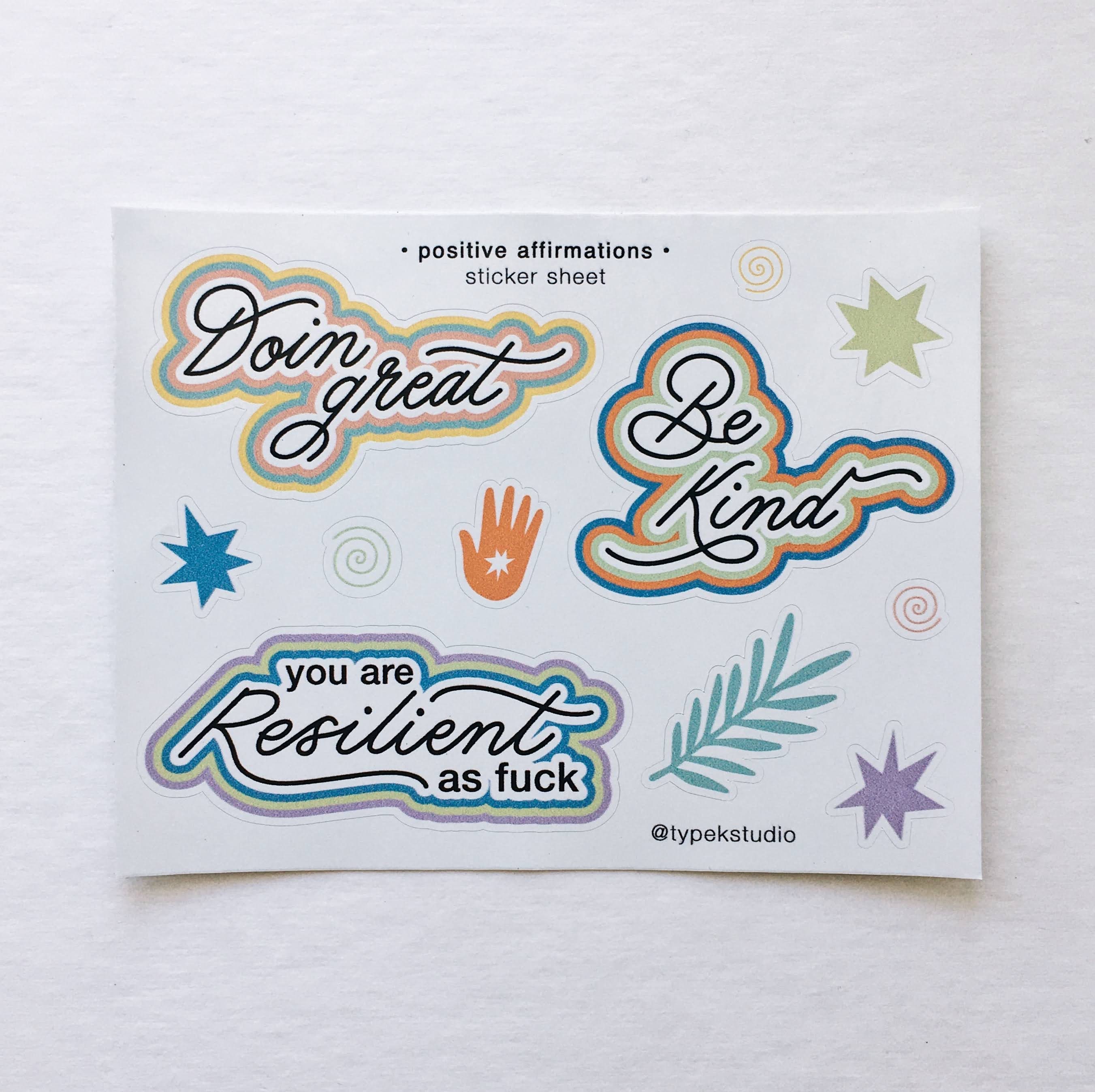 Positive Affirmations Sticker Sheet - Etsy