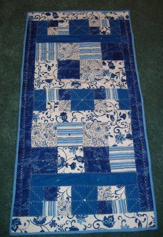 Blue Embellished Table Runner | Etsy