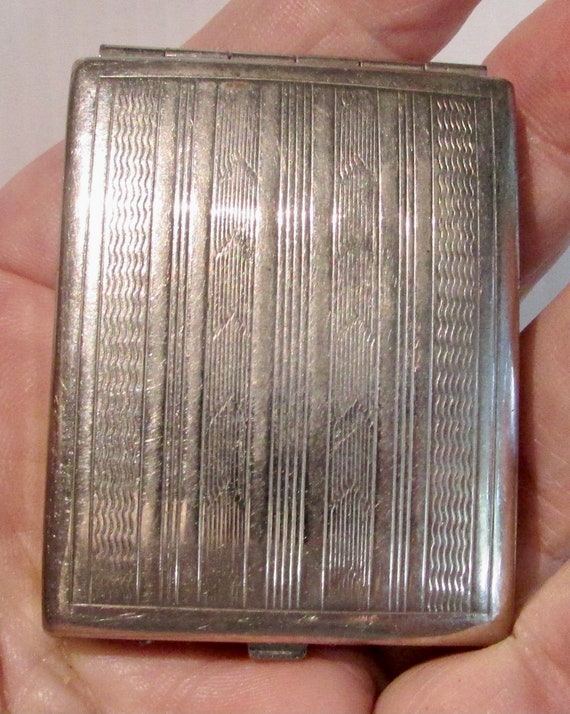 Beautiful blue art deco small powder compact with mir… - Gem