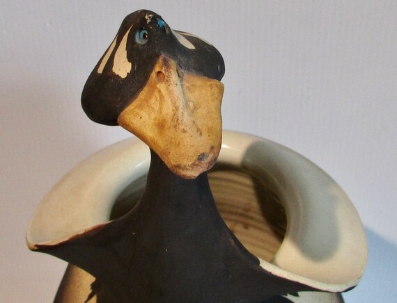 Vtg beautiful duck vase pottery planter signed by DIA… - Gem