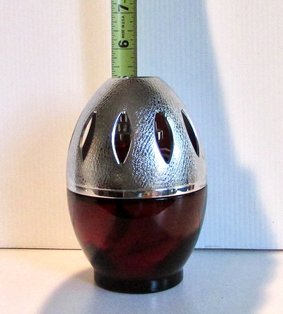 Vtg rare ruby red glass Berger diffuser lamp /silver … - Gem