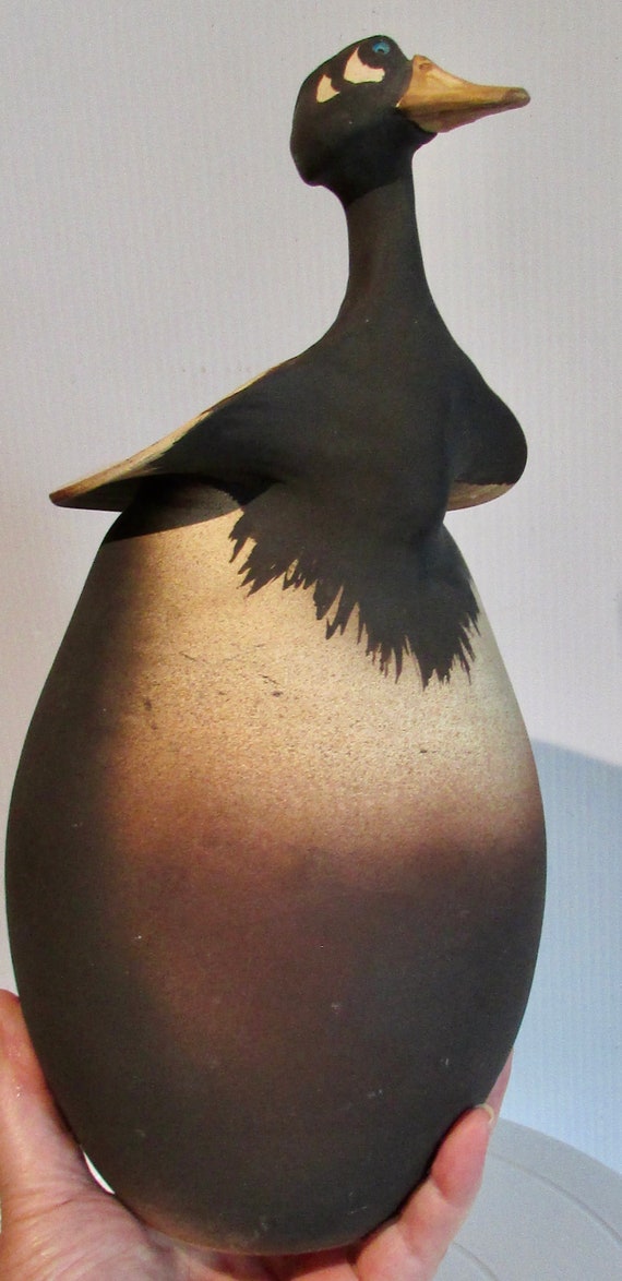 Vtg beautiful duck vase pottery planter signed by DIA… - Gem