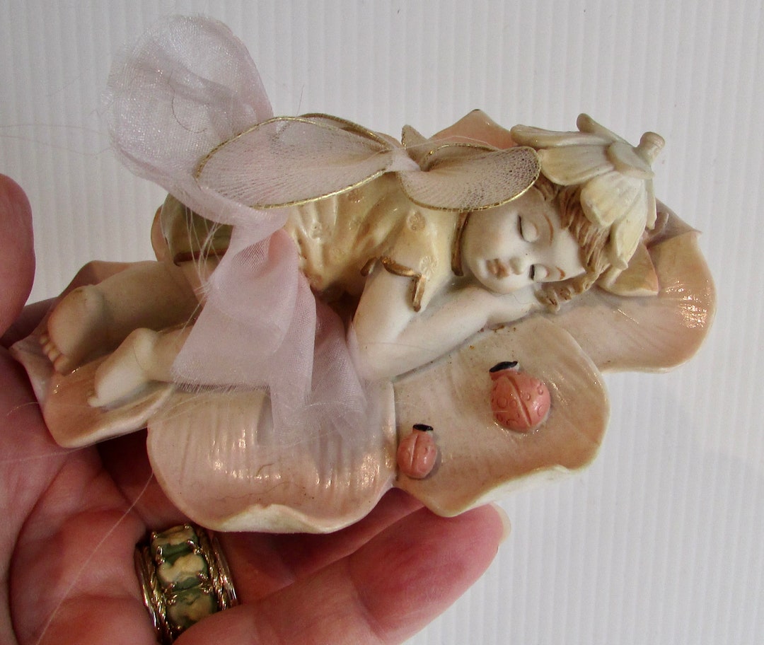 VTG Beautiful Collectable Baby Tinkerbell Sleeping on a Lily Pad With 2 ...