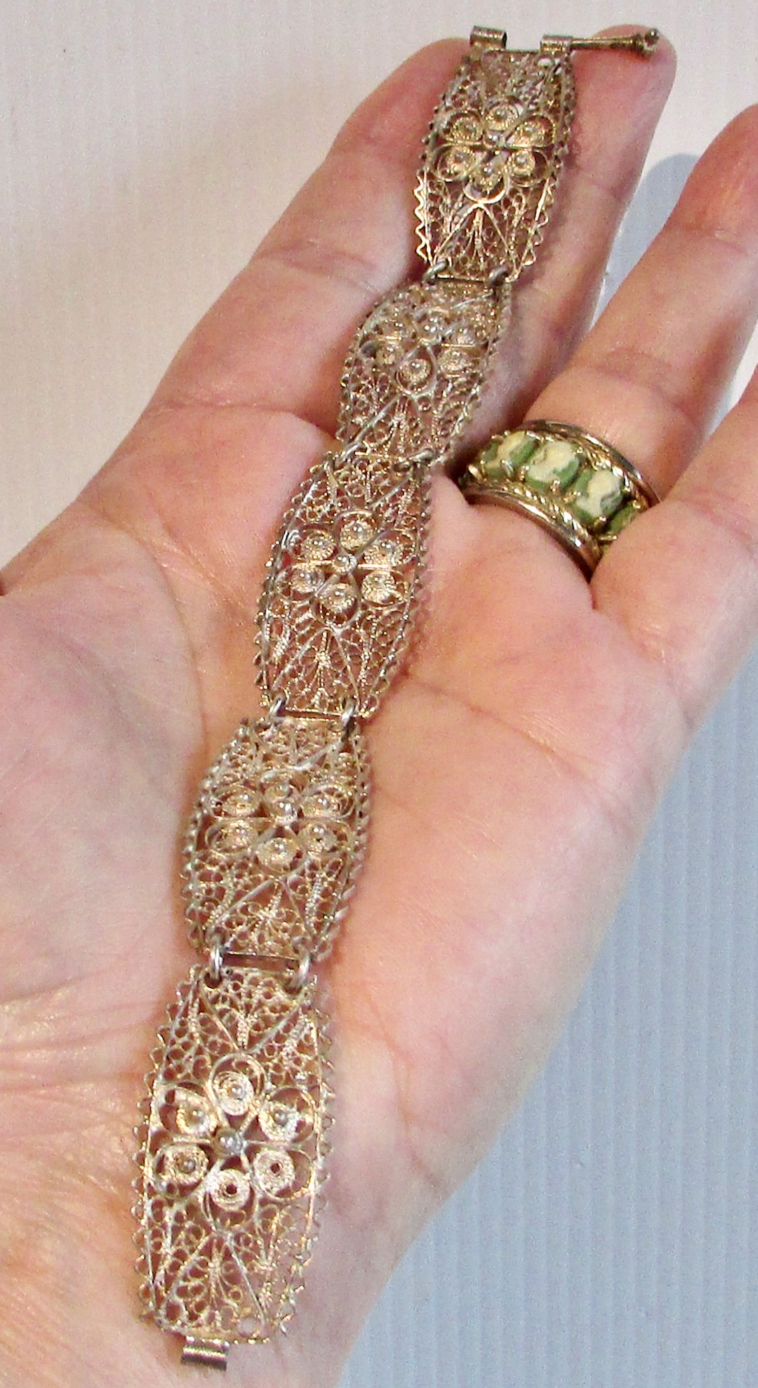 Vintage Antique Stunning Filigree Sterling Bracelet /stunning Antique ...