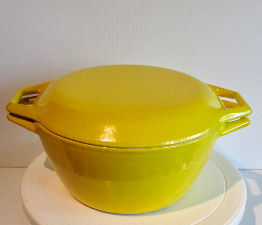 Vtg Nice Cast Iron Enamel Yellow COPCO DENMARK D2 With Lid/jolie ...