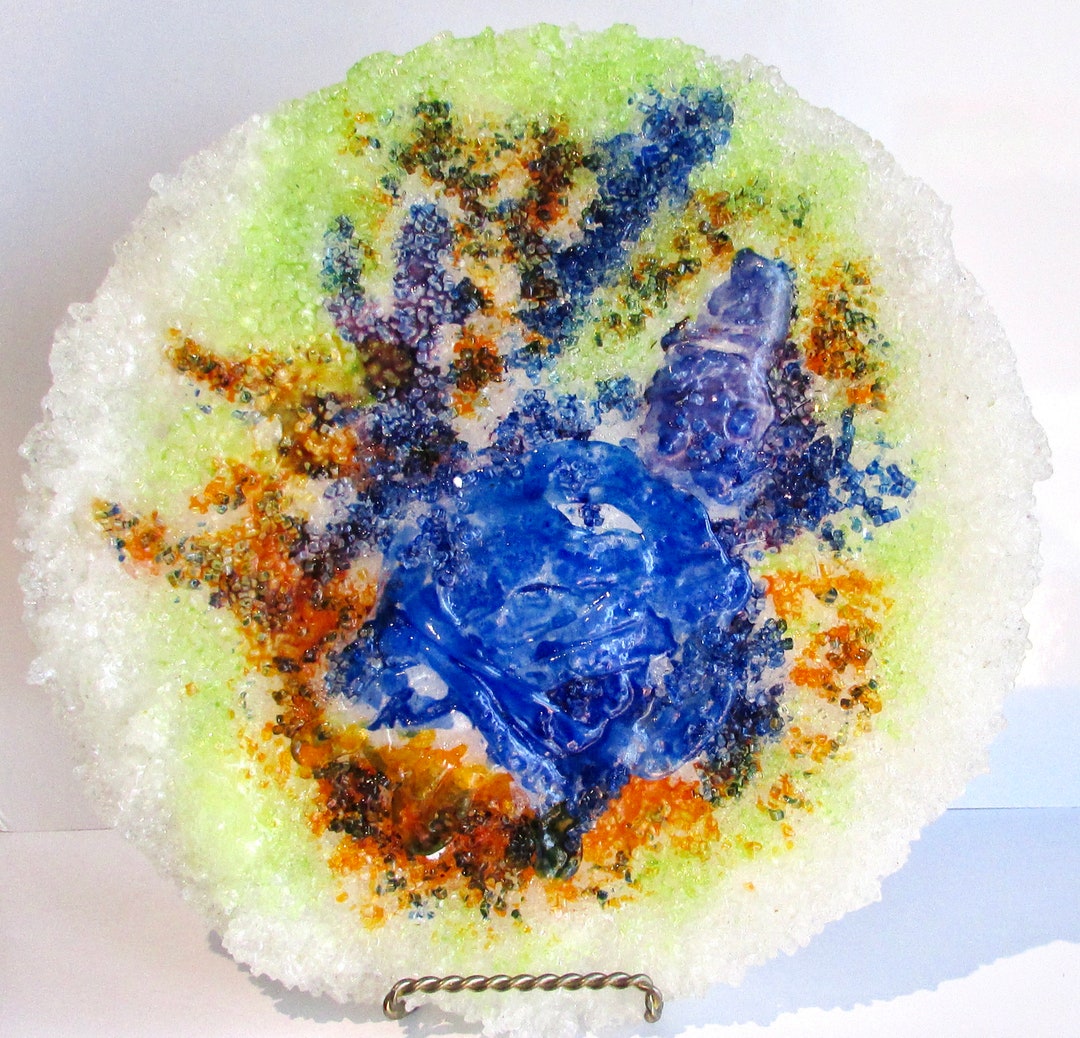 Vtg Superb Round Multicolor Acrylic Abstract Modern Art Plate/pretty ...