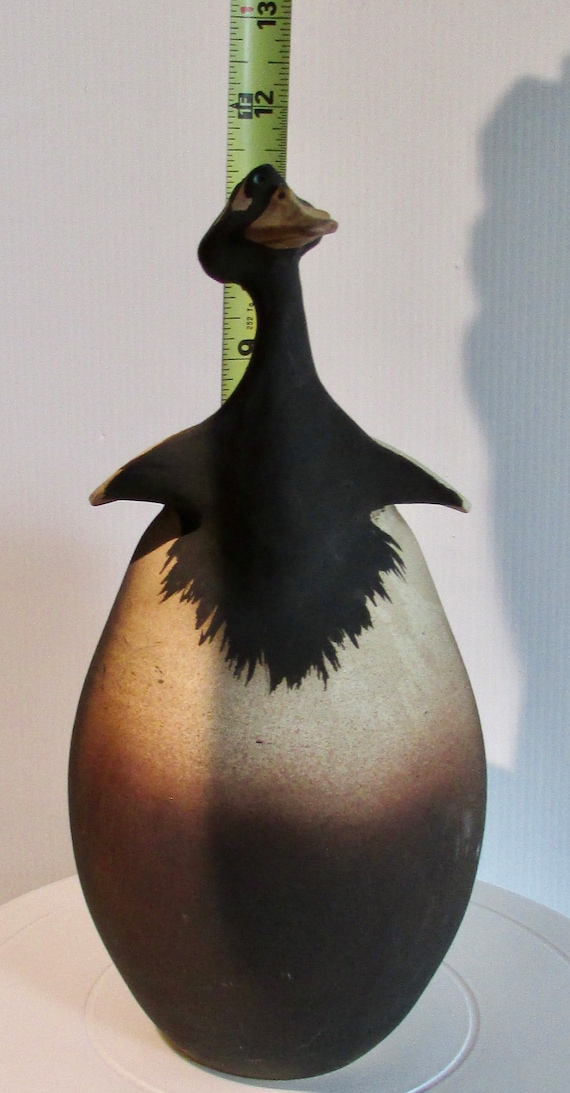 Vtg beautiful duck vase pottery planter signed by DIA… - Gem