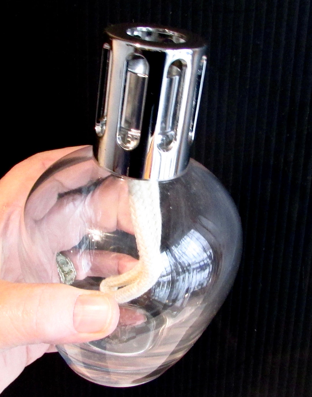 Vtg Clear Glass Berger Diffuser Lamp /silver Plated Stopper and Dôme ...