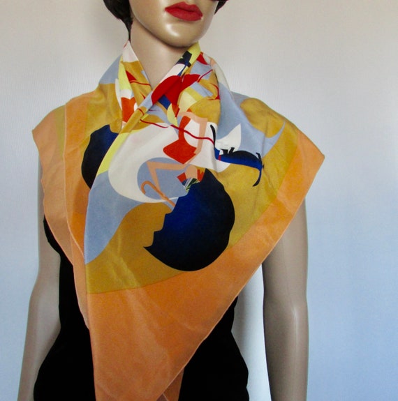 Superbe abstract art pure silk CLAIRE PAPILLON scarf… - Gem