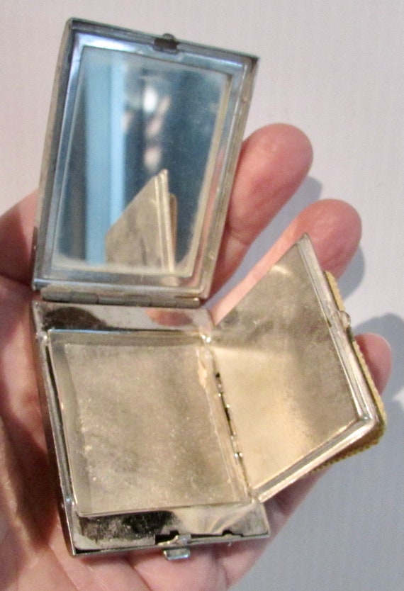 Beautiful blue art deco small powder compact with mir… - Gem