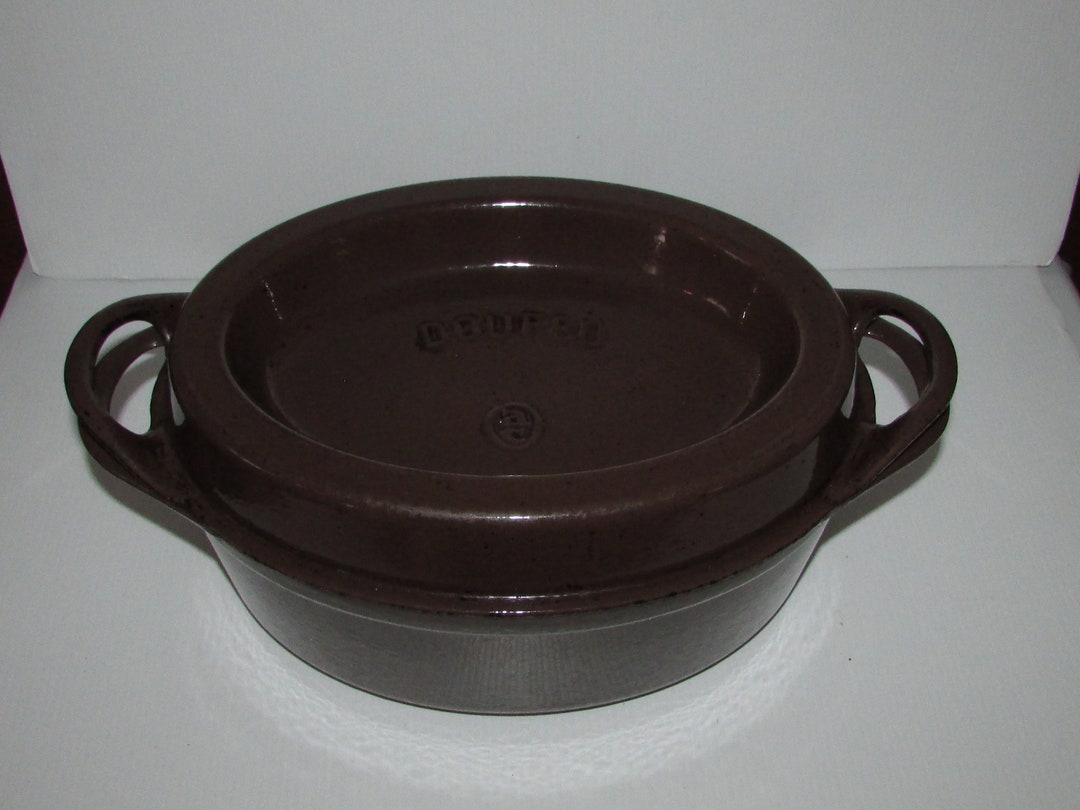 Vintage Beautiful Chocolate Brown Cast Enamel COUSANCES DOUFEU Oblong ...