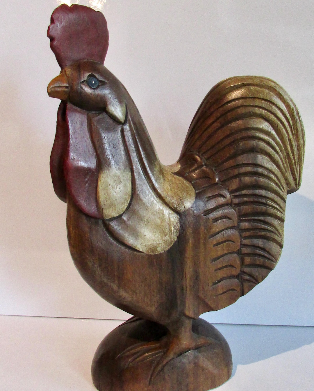 Vintage Beautiful Wood Carving Proud Rooster Sculpture / Very Nice Wood ...