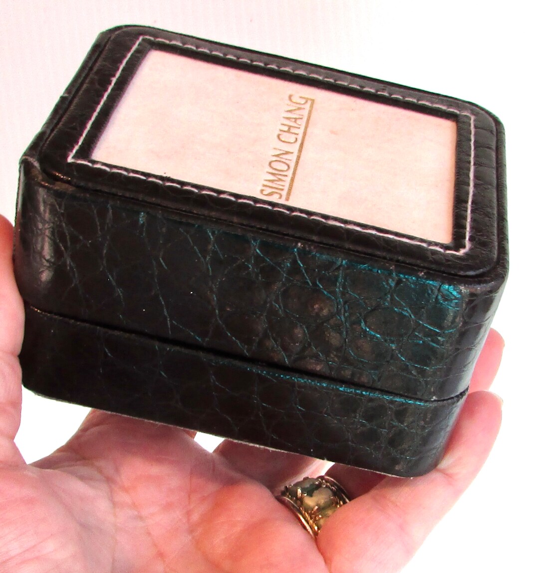 Vtg Beautiful Black Leather SIMON CHANG Storage Watch Box/very Pretty ...