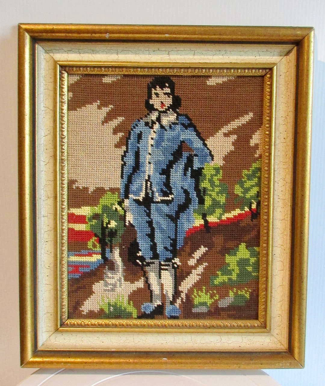 Beautiful Complete Needlepoint BLUE BOY Framed 11"1/2 - Etsy