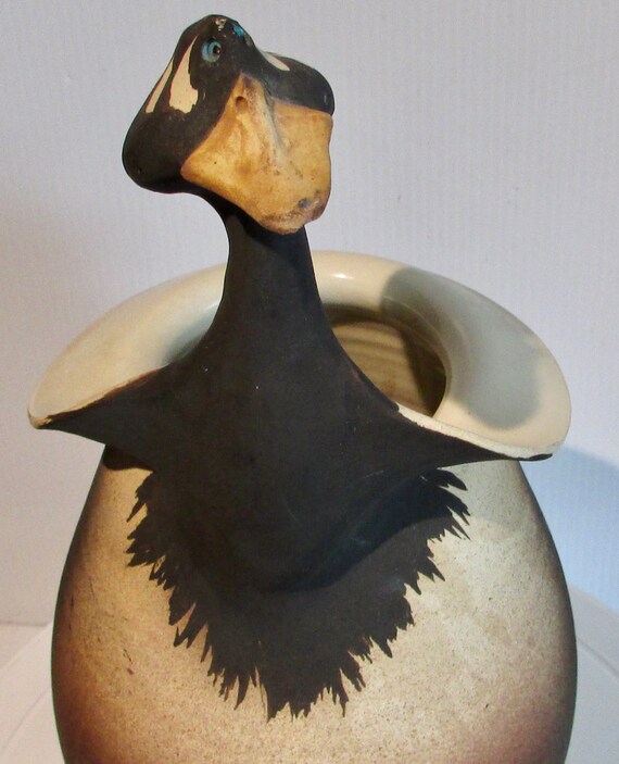 Vtg beautiful duck vase pottery planter signed by DIA… - Gem