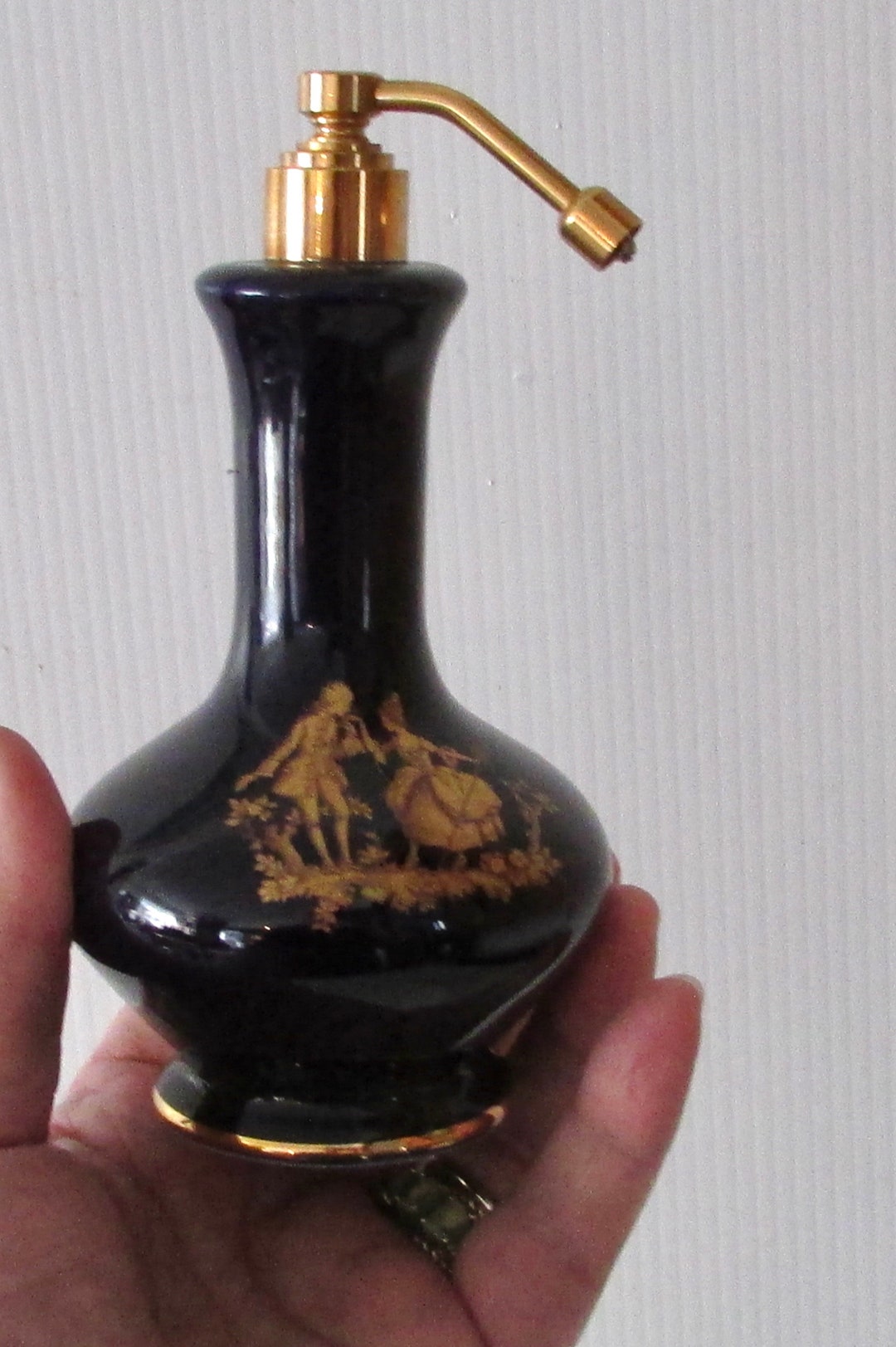 Vtg Cobalt Blue LIMOGES FRANCE Atomiser Perfume Bottle no Squeeze Bulb ...