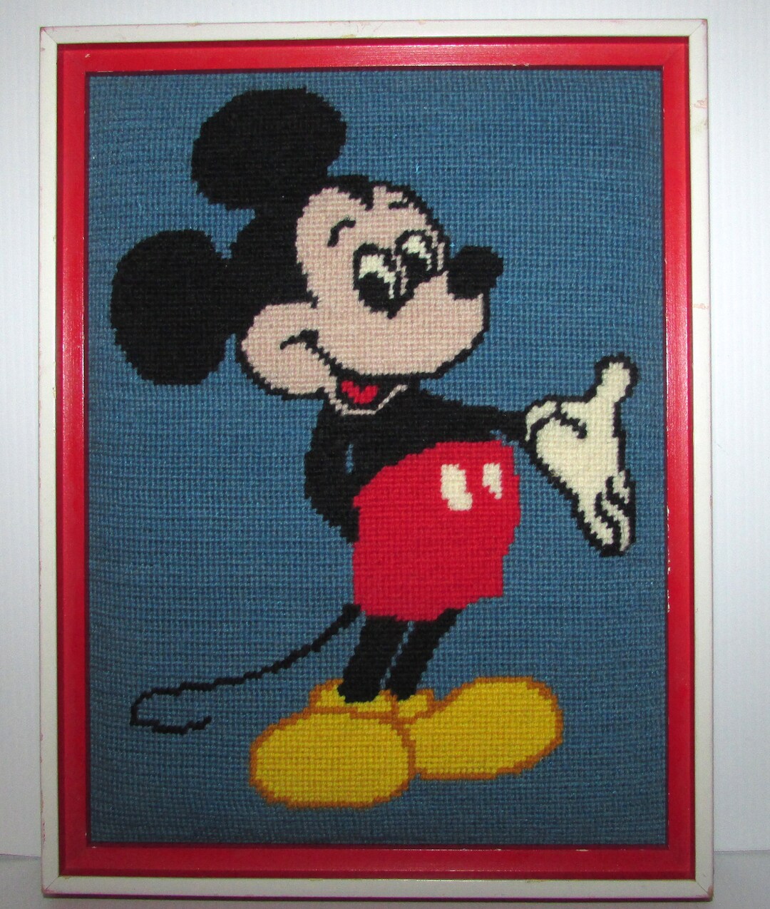 Superb Vintage Needlepoint "mickey Mouse" Framed / Superb Tapestry ...