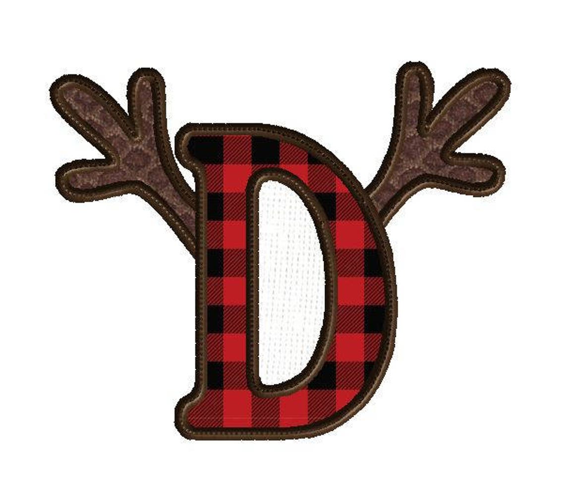Antler Letter D Machine Embroidery Design Applique Antler | Etsy