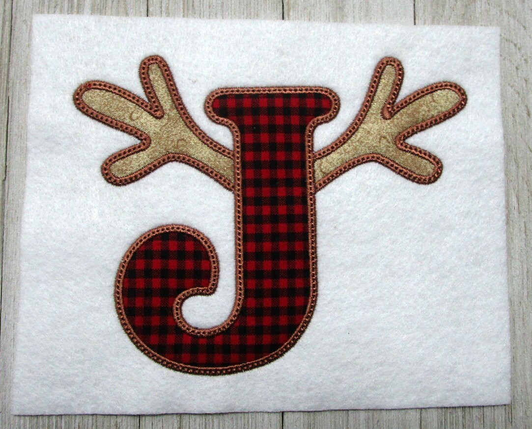 Antler Embroidery Design Antler Applque Letter J Machine | Etsy