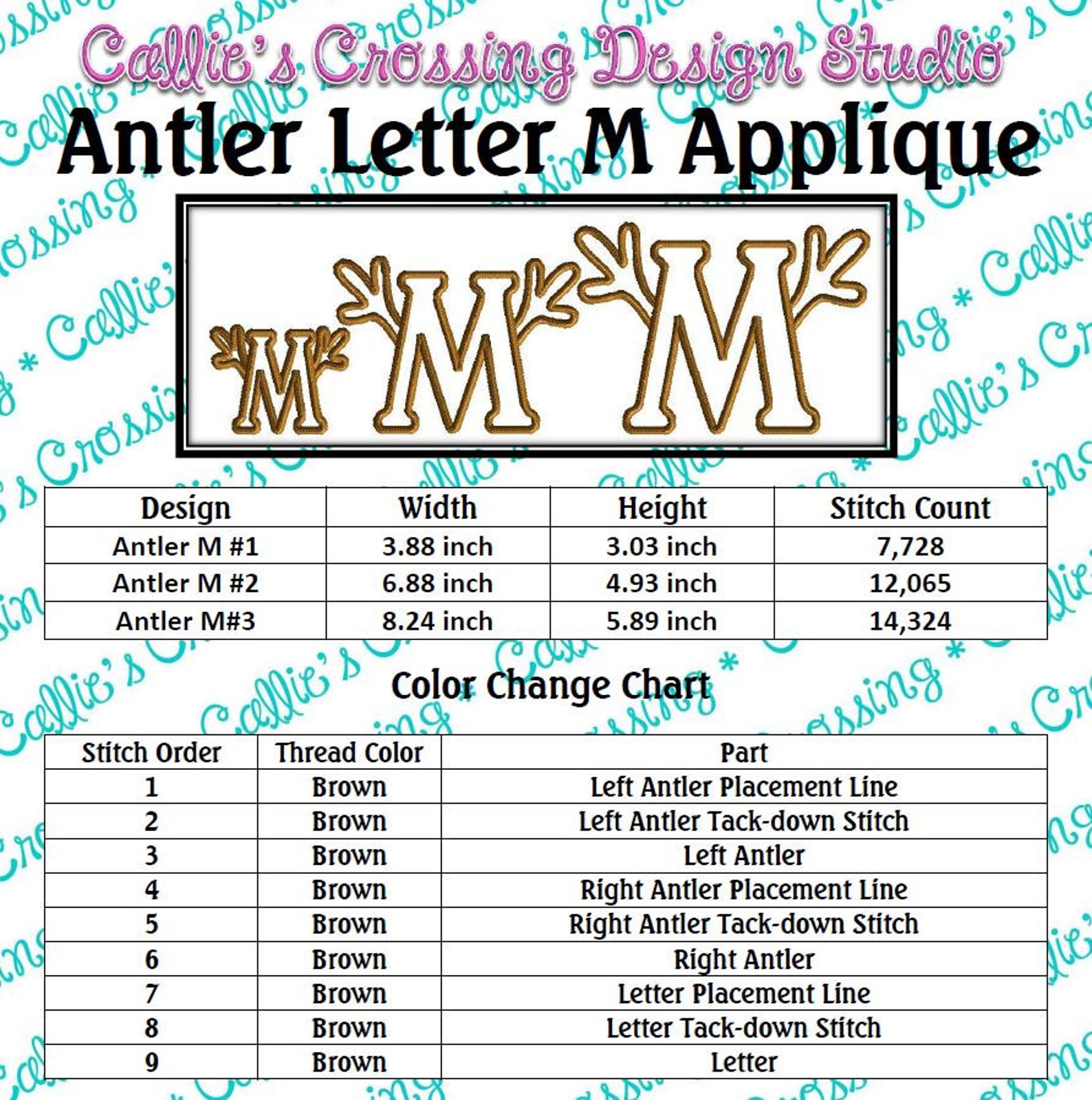 Antler Embroidery Design Letter M Machine Embroidery - Etsy