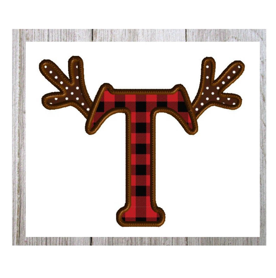 Antler Letter T, Machine Embroidery Design, Applique, Deer, Deer ...