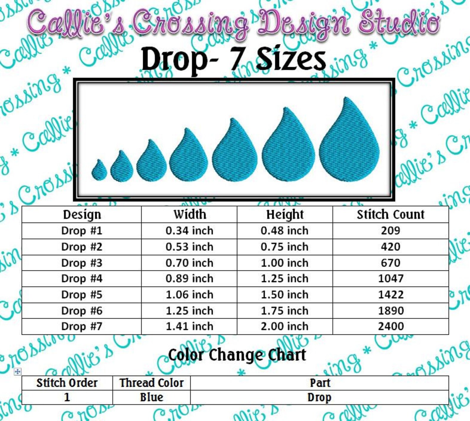 Drop Embroidery Design, Raindrop, Filled Stitch Drip, Embroidery Design ...