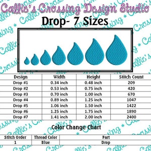 Drop Embroidery Design, Raindrop, Filled Stitch Drip, Embroidery Design ...