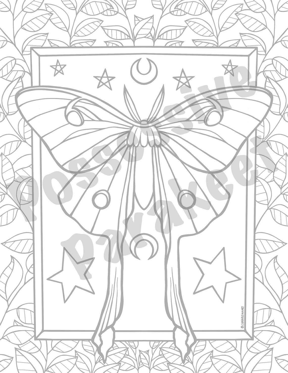 Luna Moth Coloring Page Download - Etsy Australia