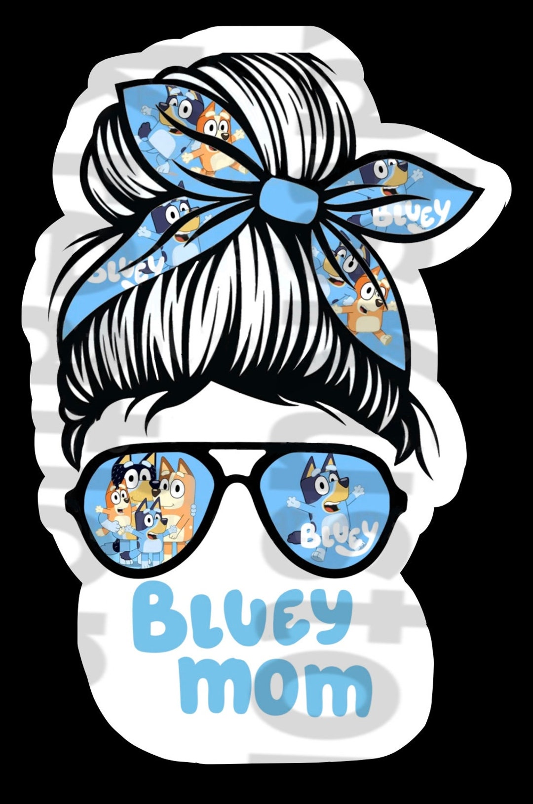 Bluey Mom Messy Bun Sticker - Etsy Australia