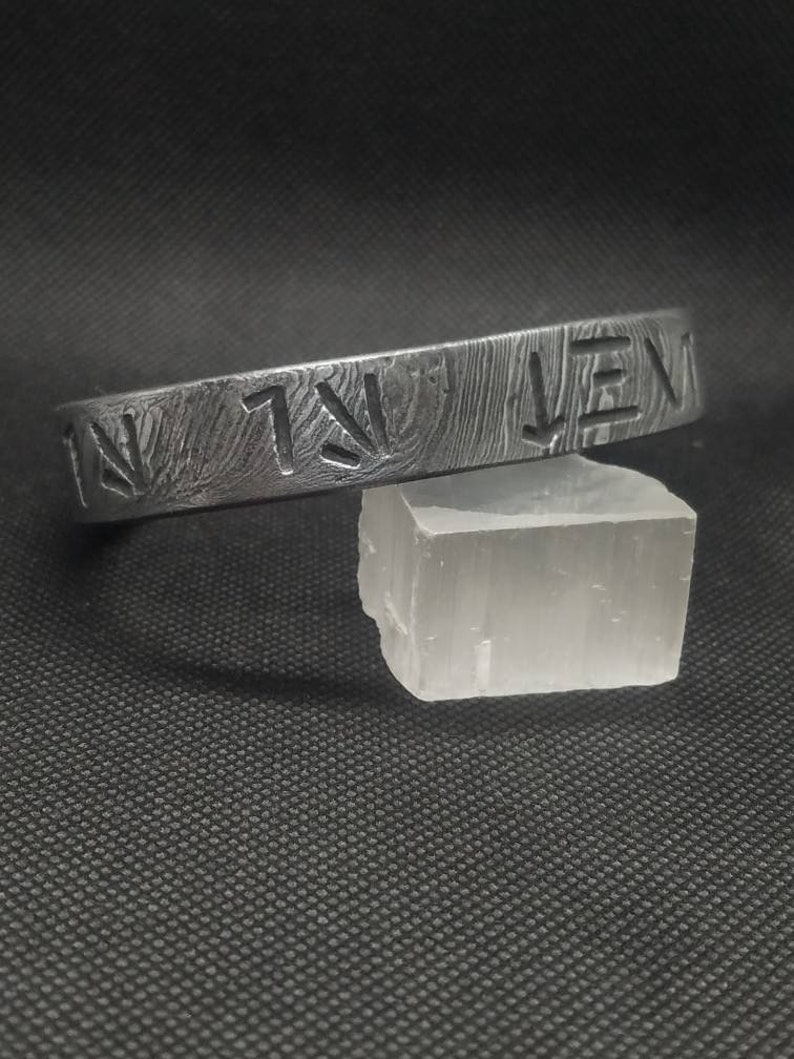 Hand forged beskar damascus steel aurebesh | Etsy