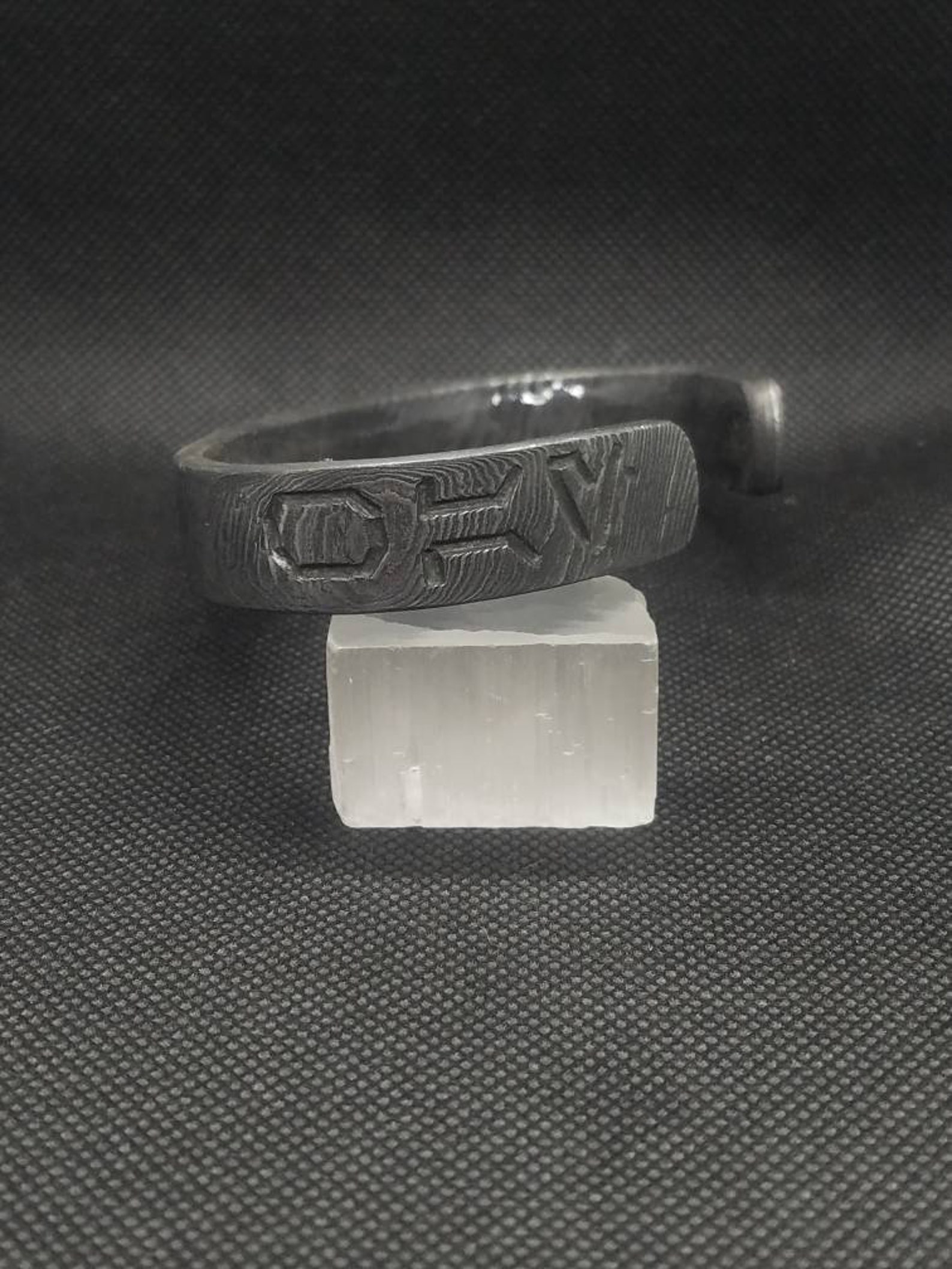 Hand forged beskar damascus steel aurebesh | Etsy