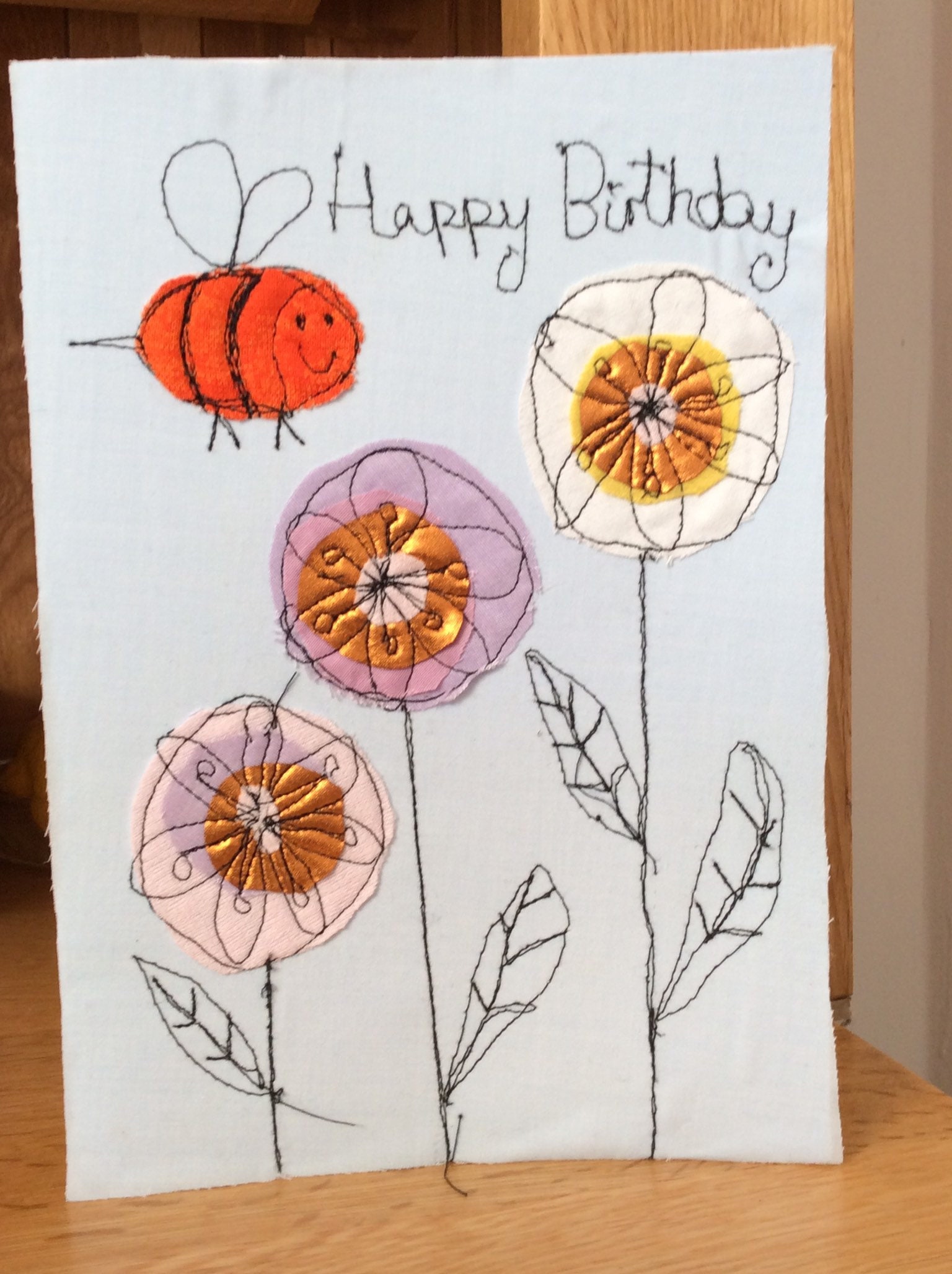 2 X Handmade Card Made Out of Preloved Fabrics and Machine Stitched - Etsy