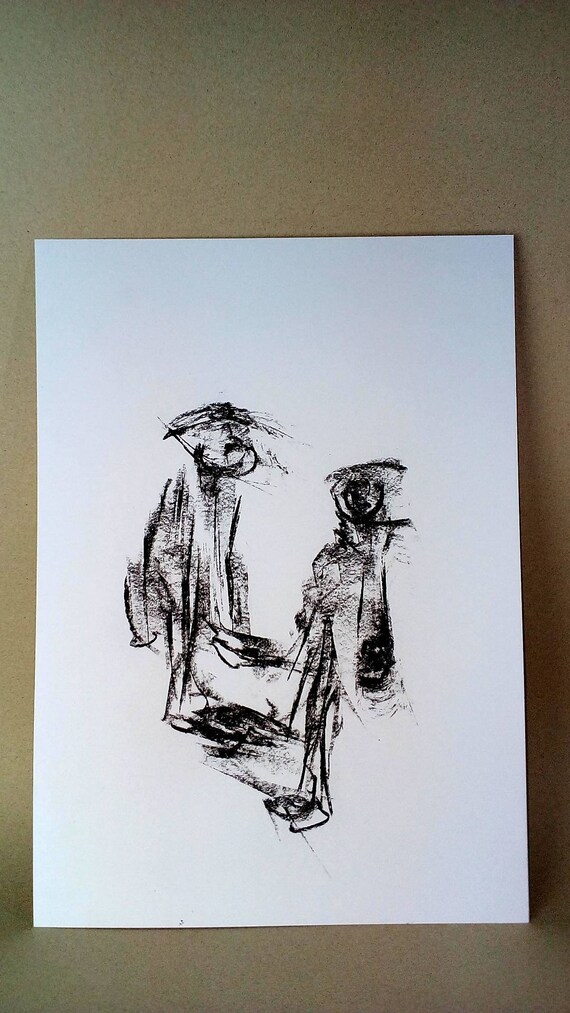 Charcoal Drawing Abstract People