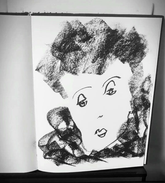 ORIGINAL CHARCOAL DRAWING. Edith Piaf. Chanson. - Etsy