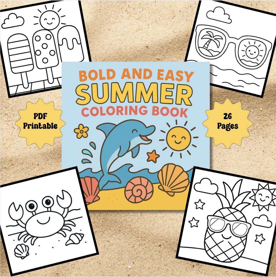 Bold and Easy Summer Coloring Book PDF – Printable Cute Summer Coloring ...