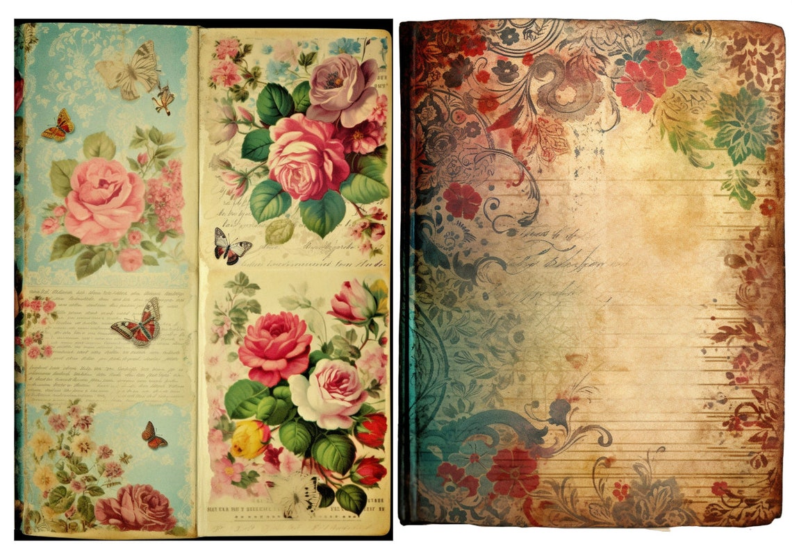 Shabby Ephemeral Background Papers Digital PDF File for Instant ...