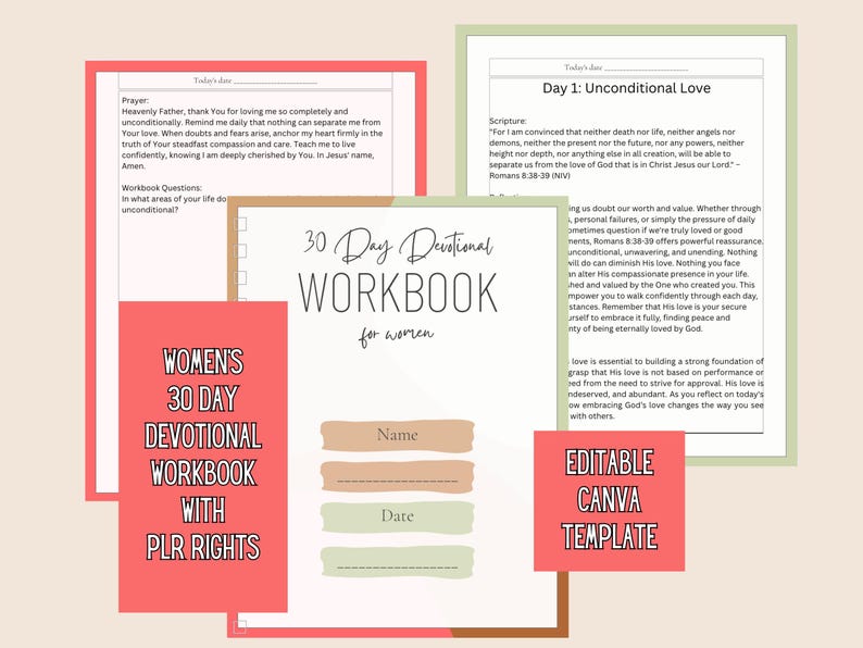 30-day Christian Devotional for Women: Canva Template (PLR) - Etsy