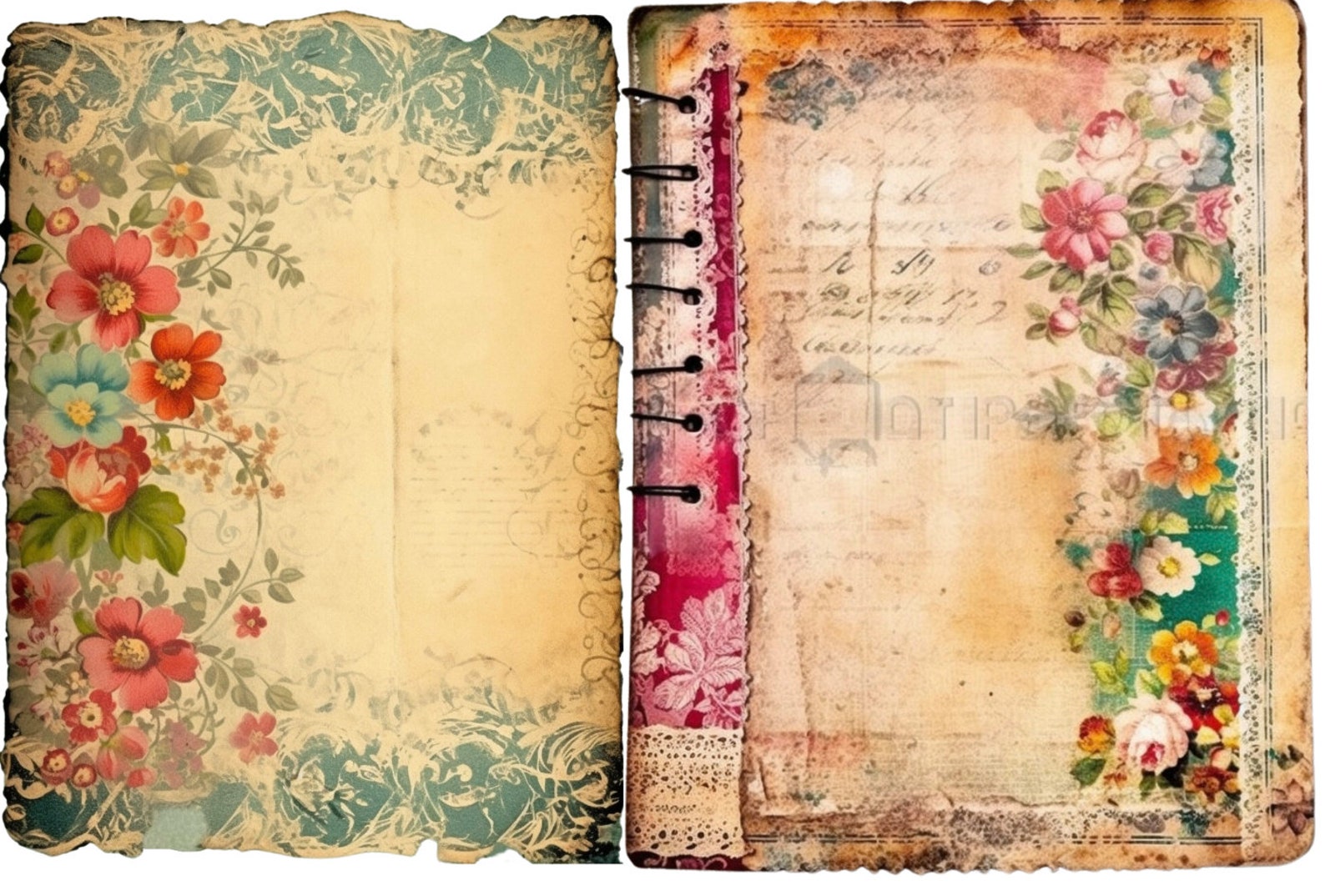 Shabby Ephemeral Background Papers Digital PDF File for Instant ...