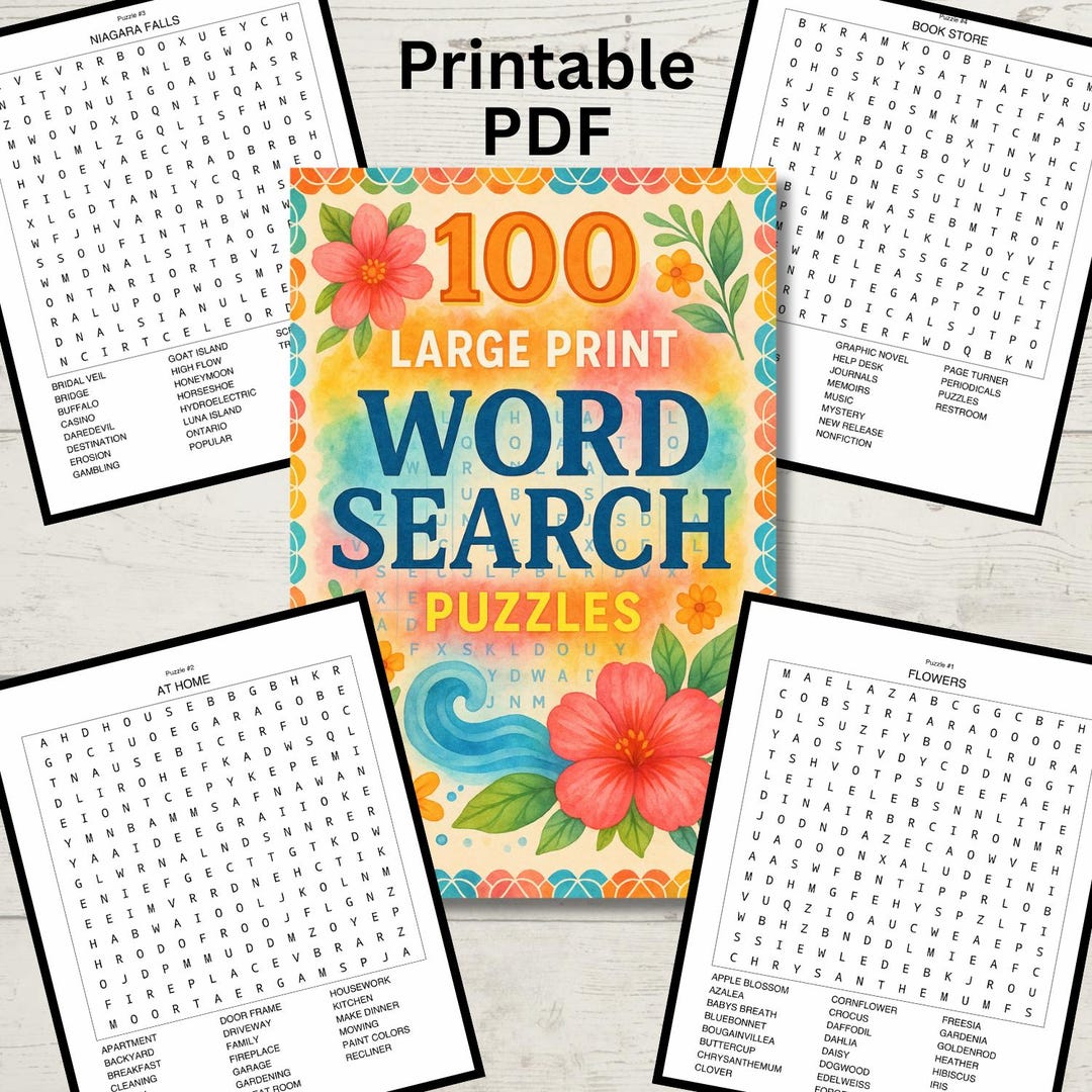 Large Print Word Search Puzzles: Themed Brain Games for Adults (PDF ...